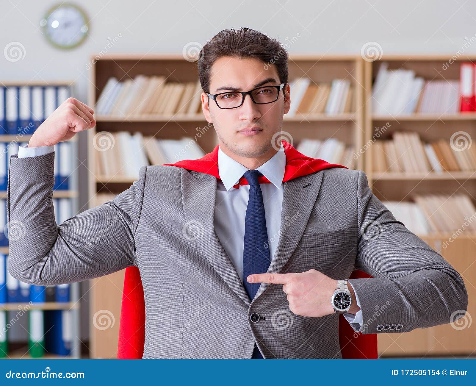 Superhero Businessman Working in the Office Stock Photo - Image of ...