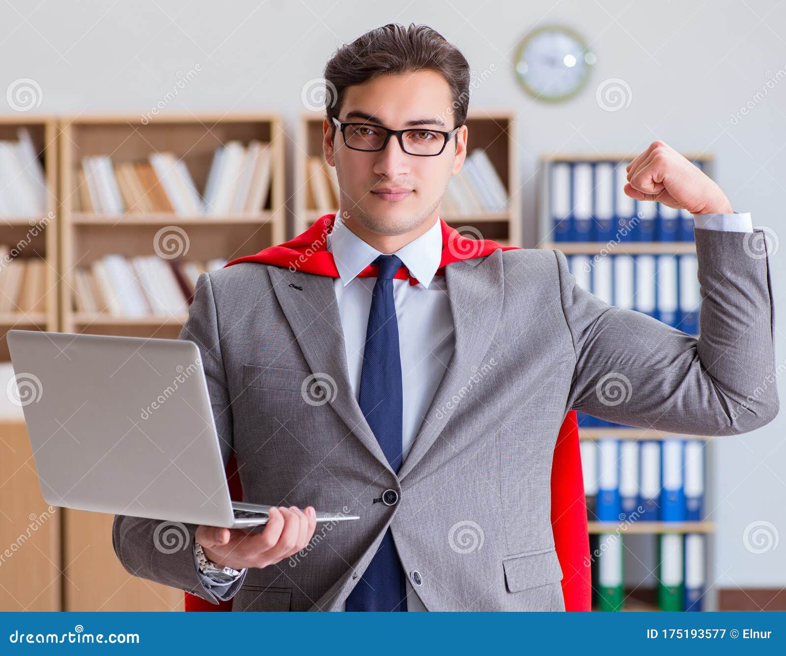 Superhero Businessman Working in the Office Stock Image - Image of ...