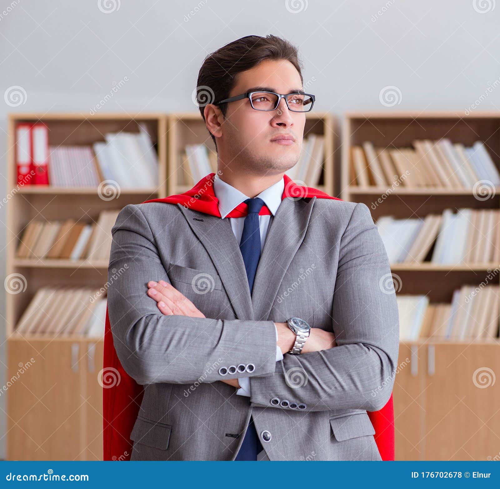 Superhero Businessman Working in the Office Stock Photo - Image of ...