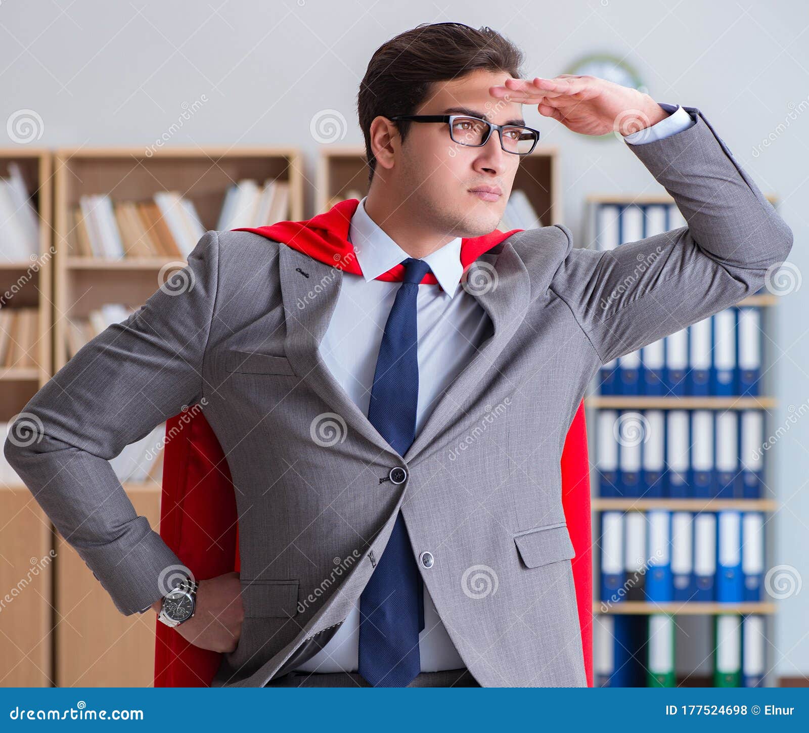 Superhero Businessman Working in the Office Stock Photo - Image of ...