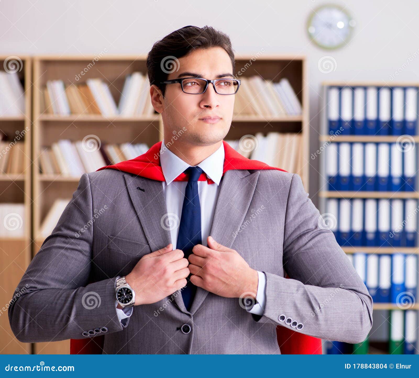 Superhero Businessman Working in the Office Stock Photo - Image of ...