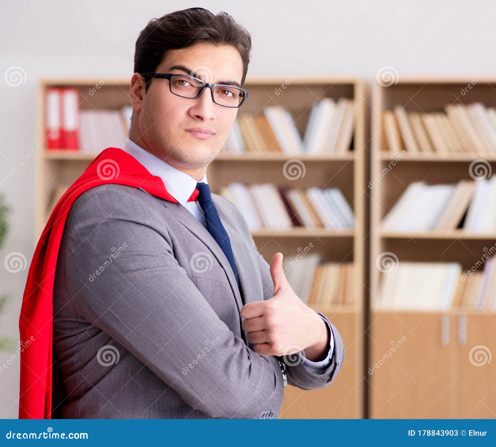 Superhero Businessman Working in the Office Stock Image - Image of ...
