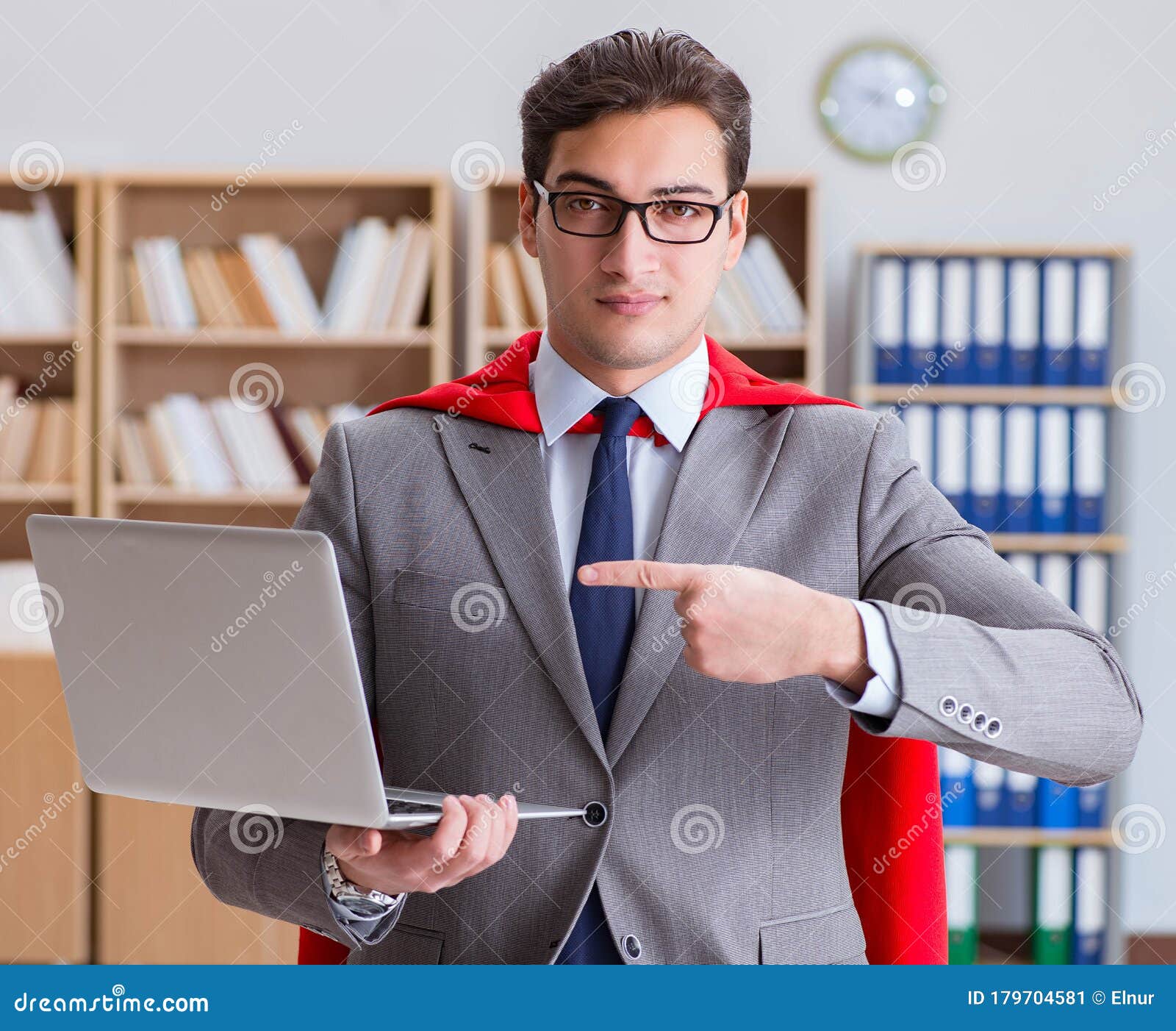 Superhero Businessman Working in the Office Stock Image - Image of ...
