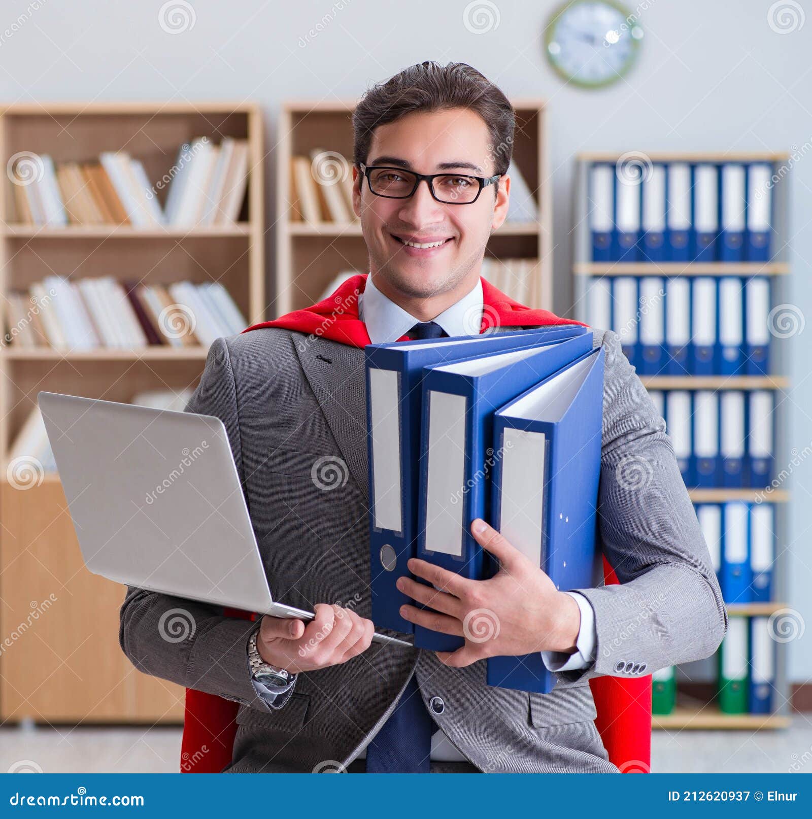 Superhero Businessman Working in the Office Stock Image - Image of ...