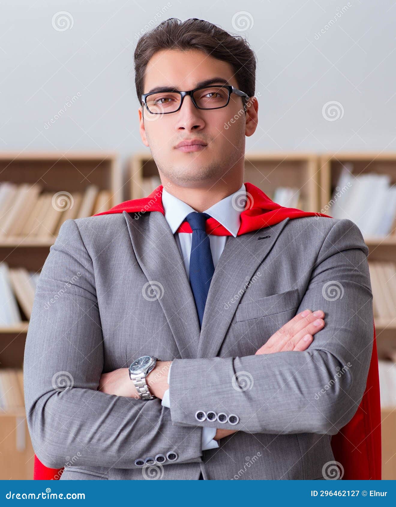 Superhero Businessman Working in the Office Stock Image - Image of ...