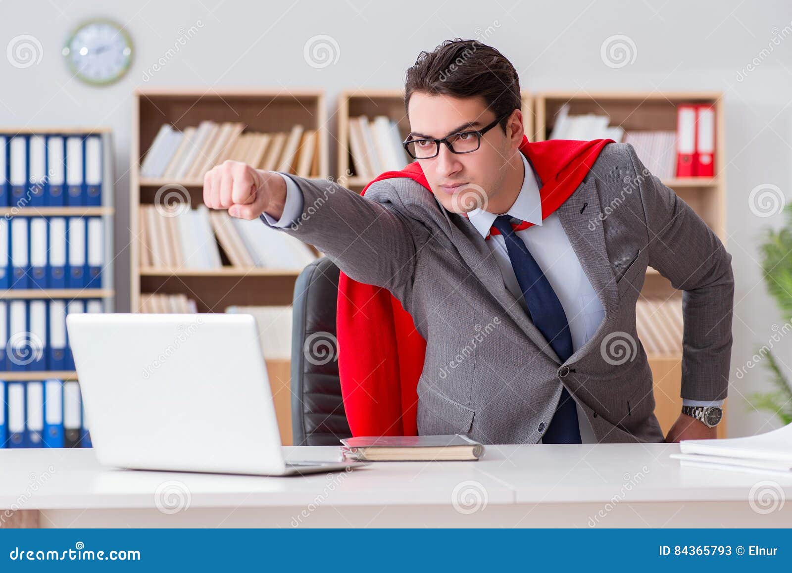 The Superhero Businessman Working in the Office Stock Image - Image of ...