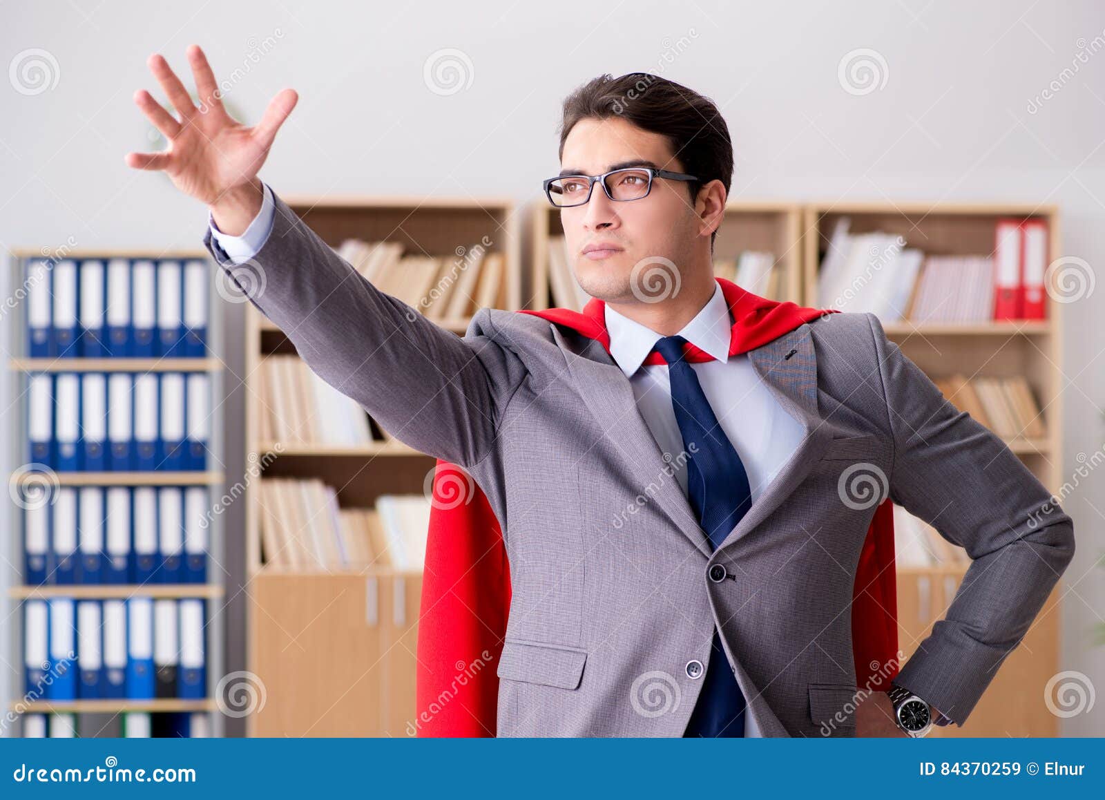 The Superhero Businessman Working in the Office Stock Image - Image of ...