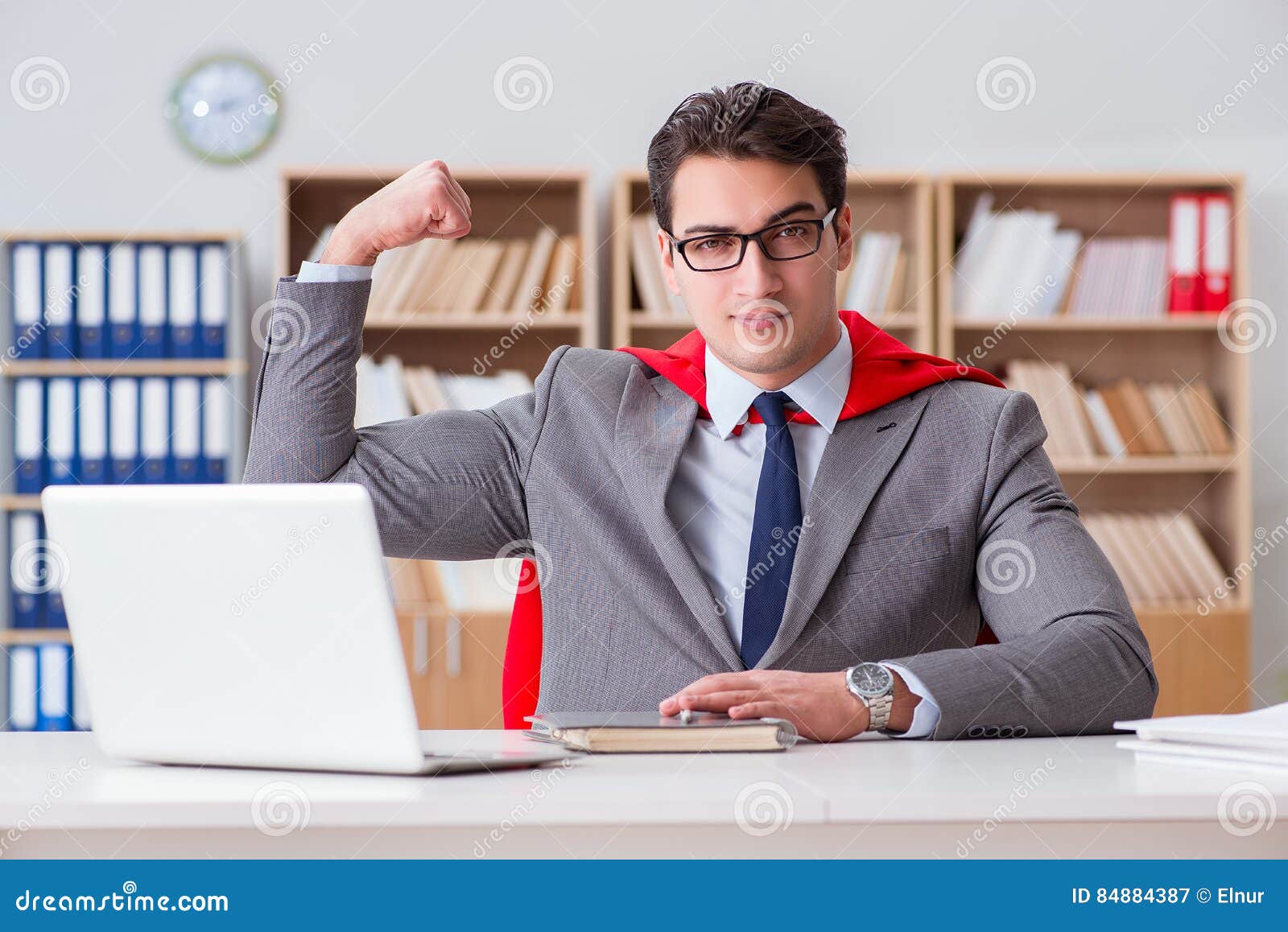 The Superhero Businessman Working in the Office Stock Image - Image of ...