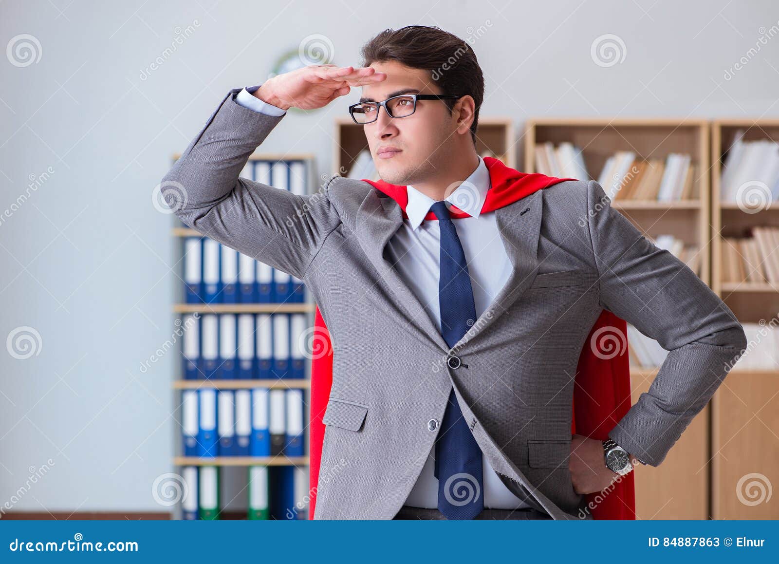 The Superhero Businessman Working in the Office Stock Image - Image of ...