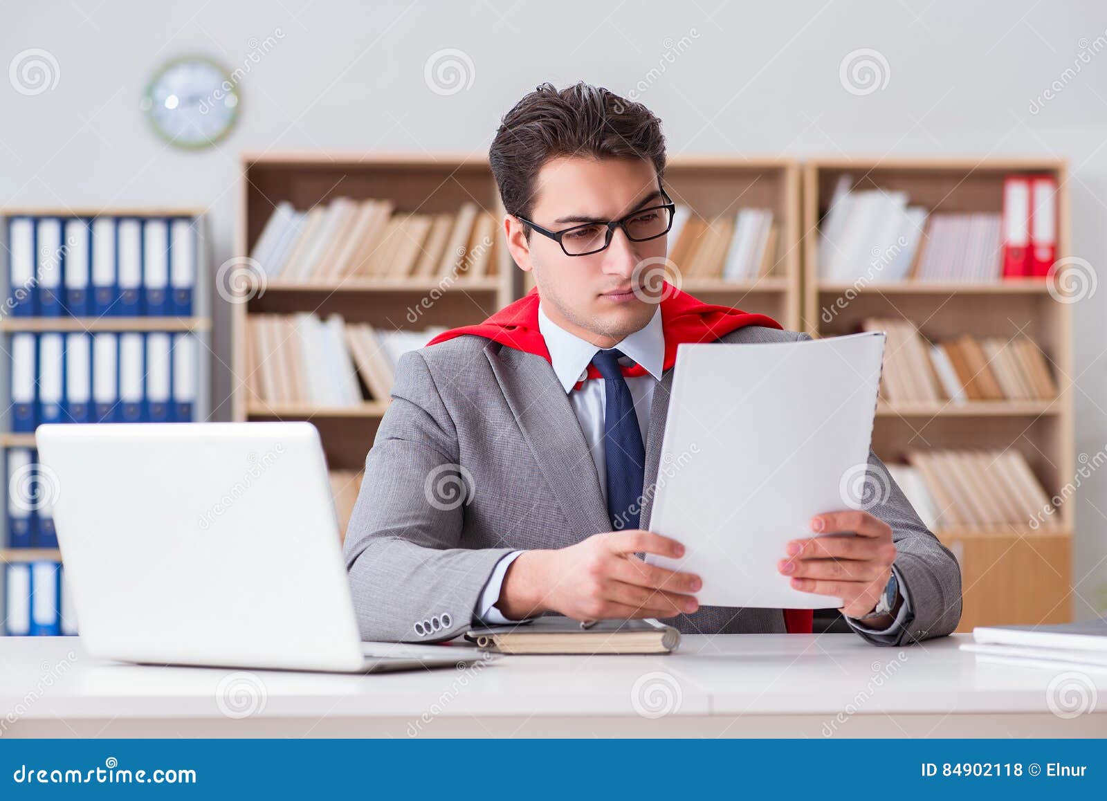 The Superhero Businessman Working in the Office Stock Photo - Image of ...