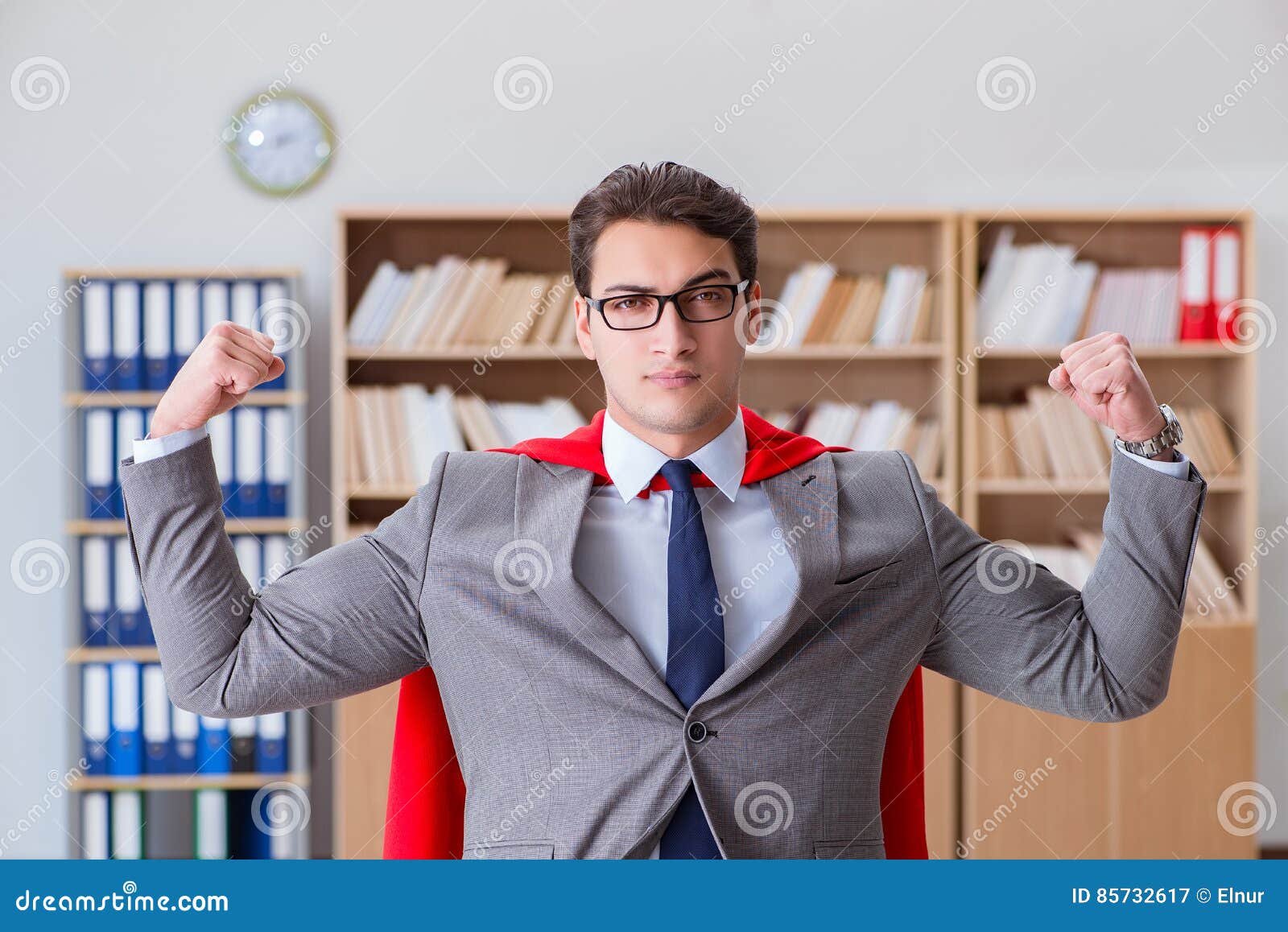 The Superhero Businessman Working in the Office Stock Image - Image of ...