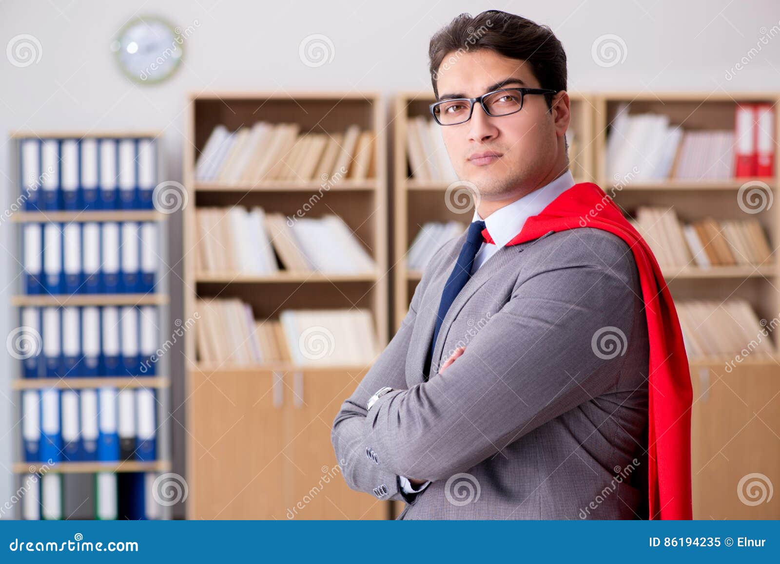 The Superhero Businessman Working in the Office Stock Image - Image of ...