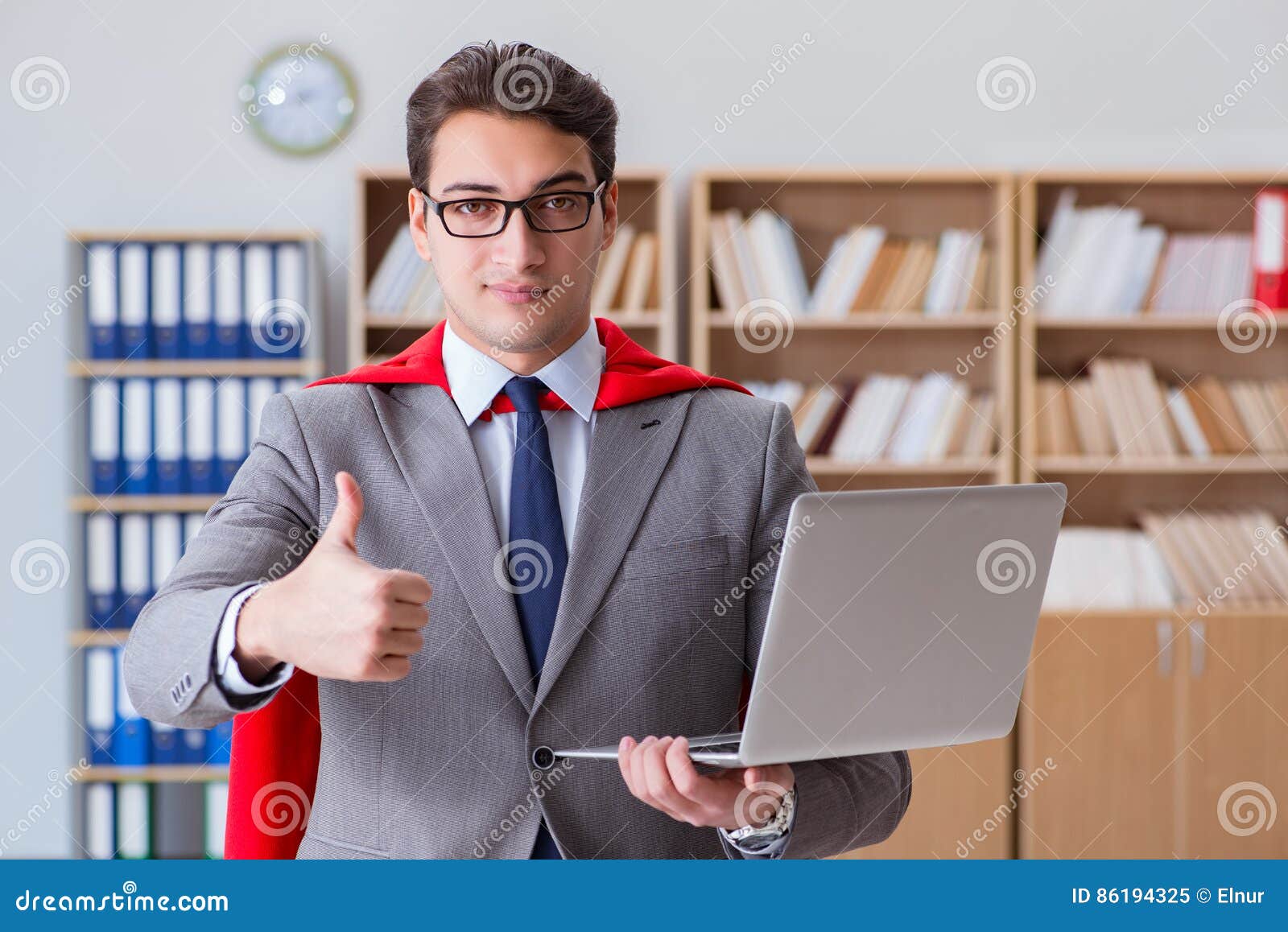 The Superhero Businessman Working in the Office Stock Image - Image of ...
