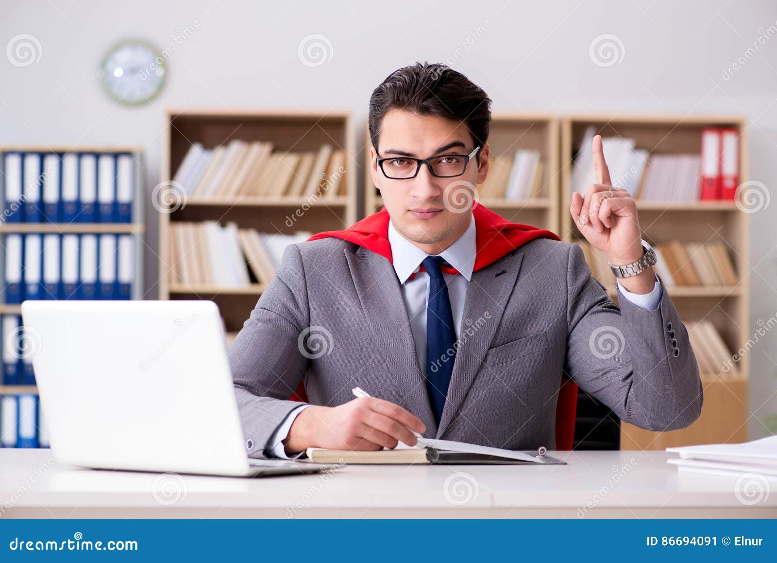 The Superhero Businessman Working in the Office Stock Image - Image of ...