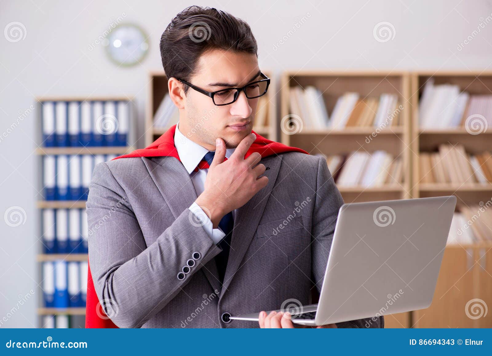 The Superhero Businessman Working in the Office Stock Image - Image of ...