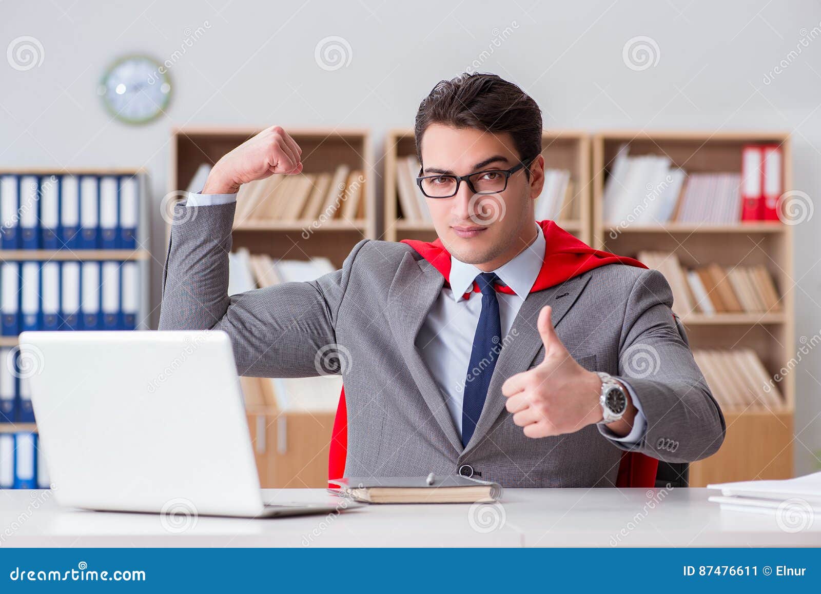 The Superhero Businessman Working in the Office Stock Image - Image of ...