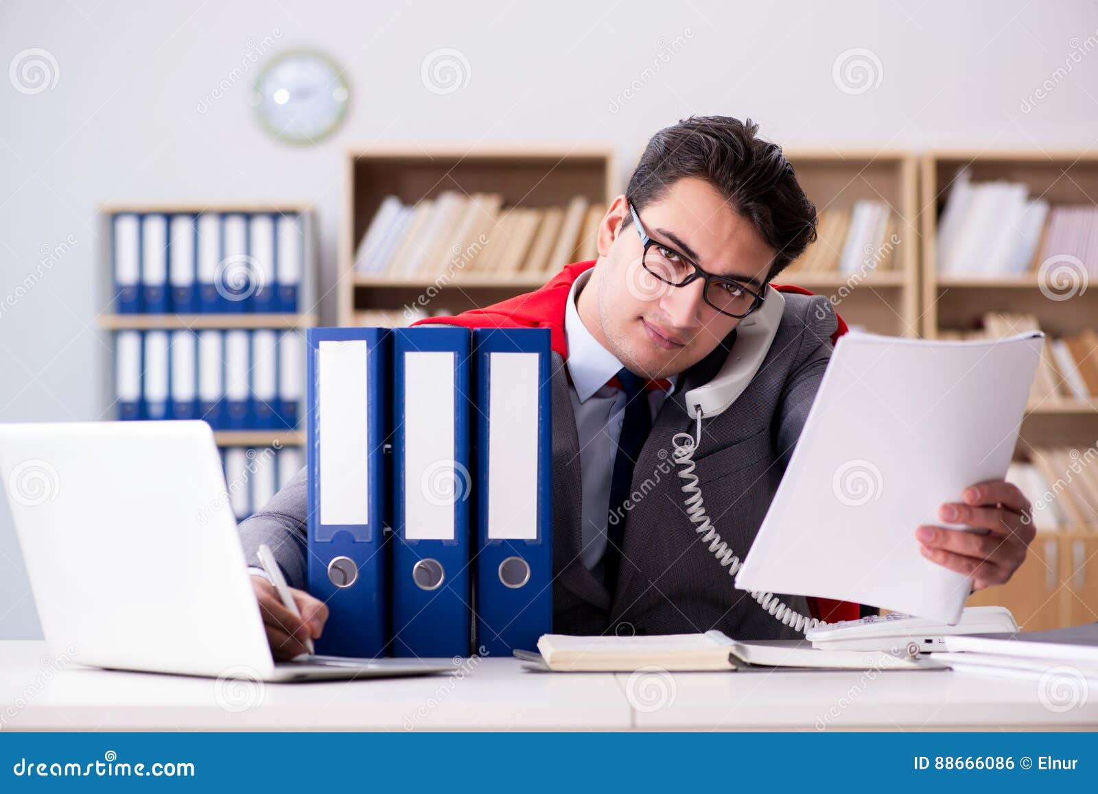 The Superhero Businessman Working in the Office Stock Photo - Image of ...