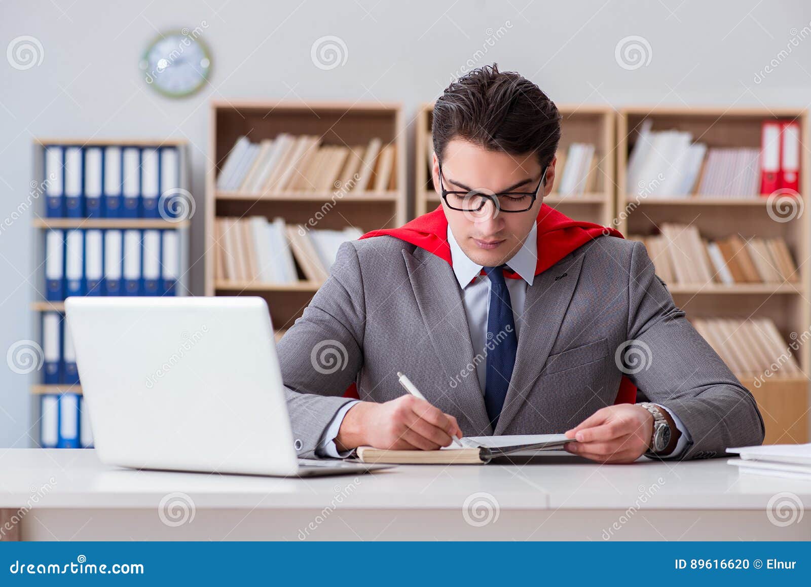 The Superhero Businessman Working in the Office Stock Photo - Image of ...
