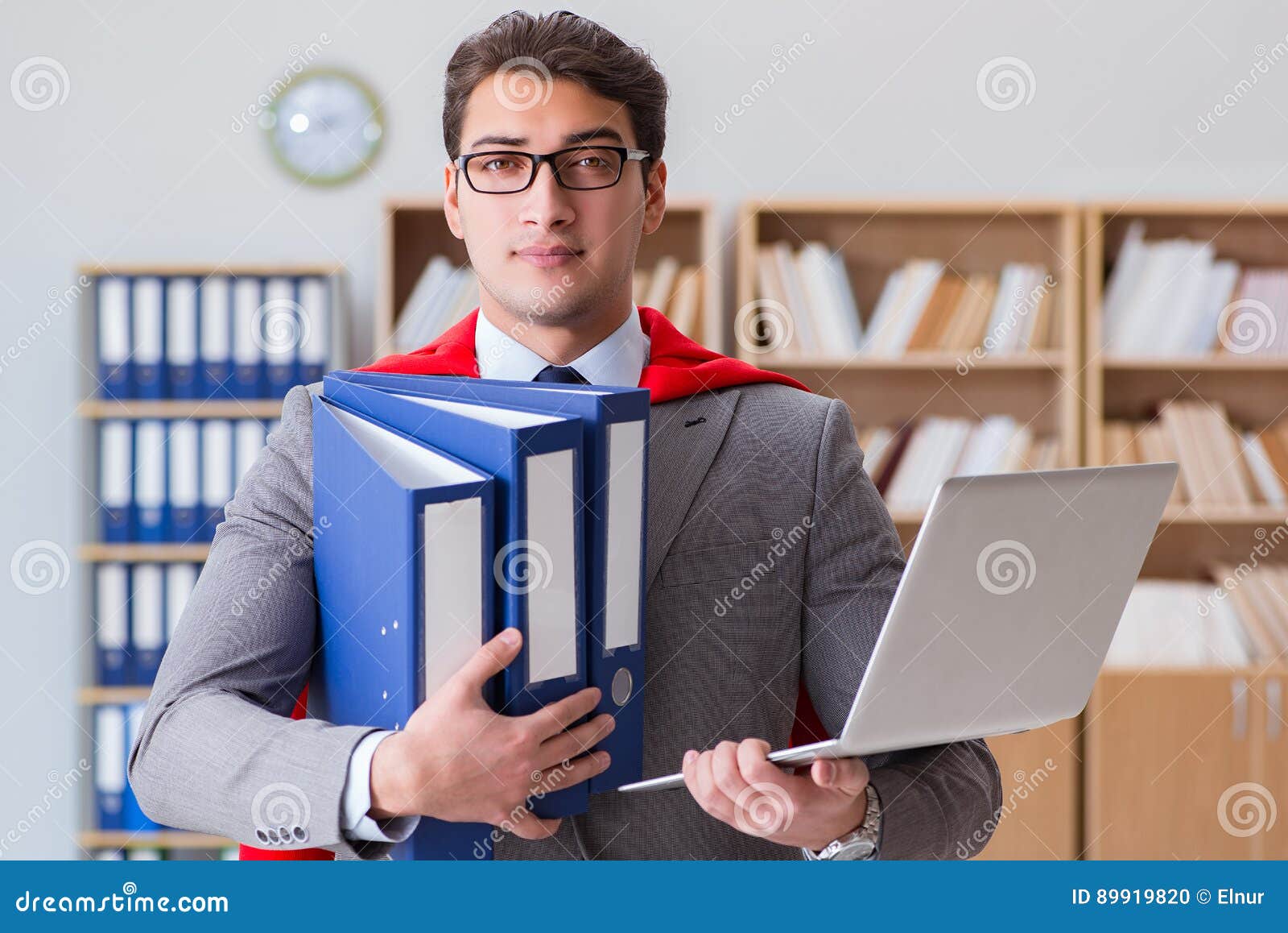 The Superhero Businessman Working in the Office Stock Photo - Image of ...