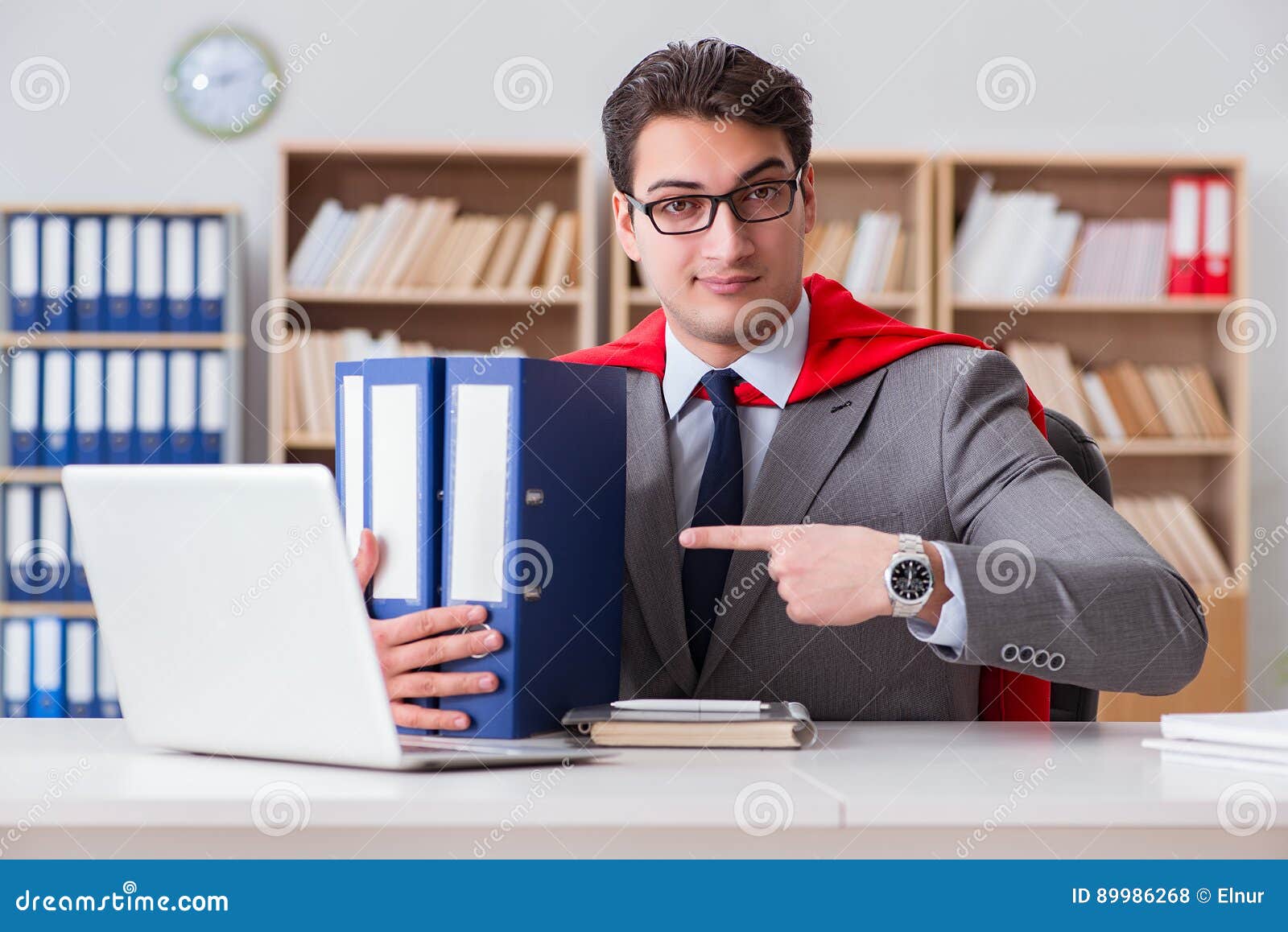The Superhero Businessman Working in the Office Stock Photo - Image of ...