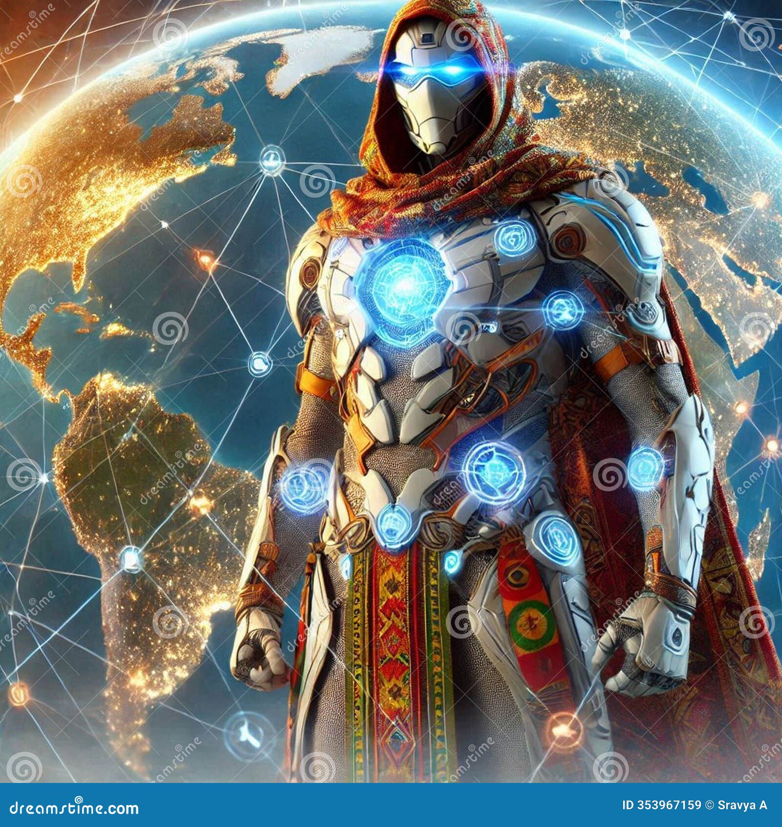 The Unity Striker - AI Super Hero Original Art Illustration. Stock ...