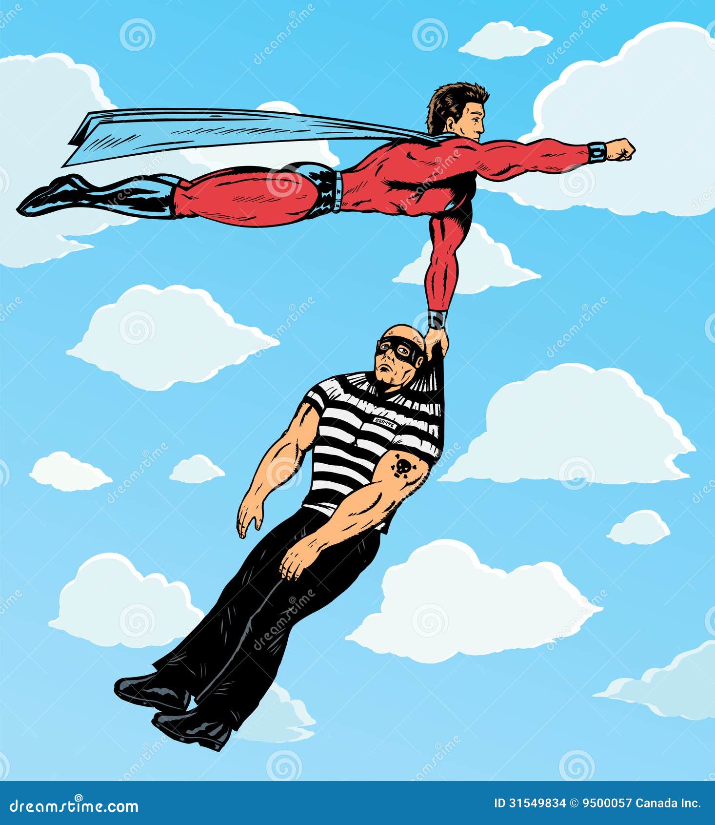 Superhero Capturing Villain. Stock Vector - Illustration of carrying ...