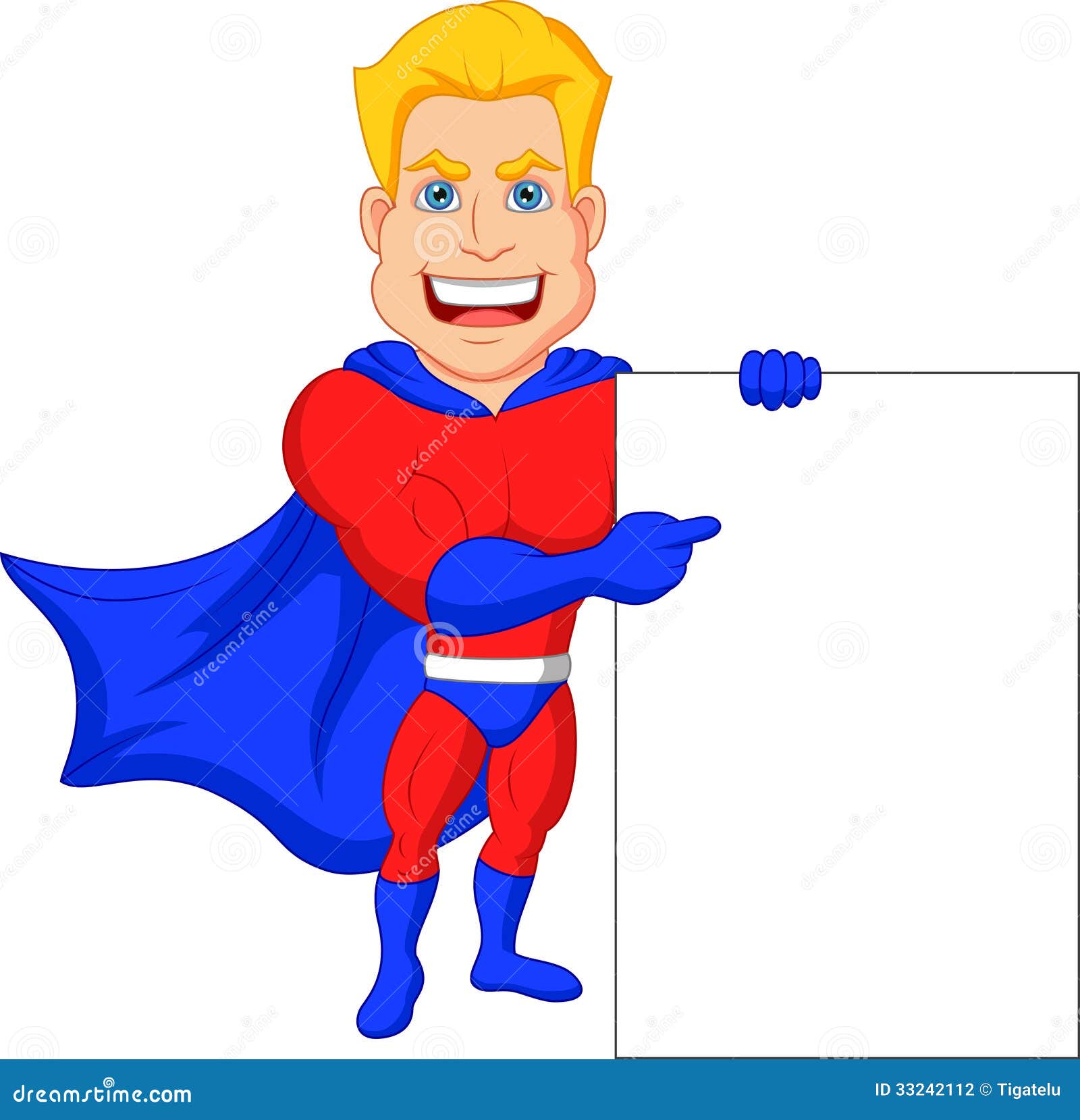 Superhero Cartoon with Blank Sign Stock Vector - Illustration of sign ...