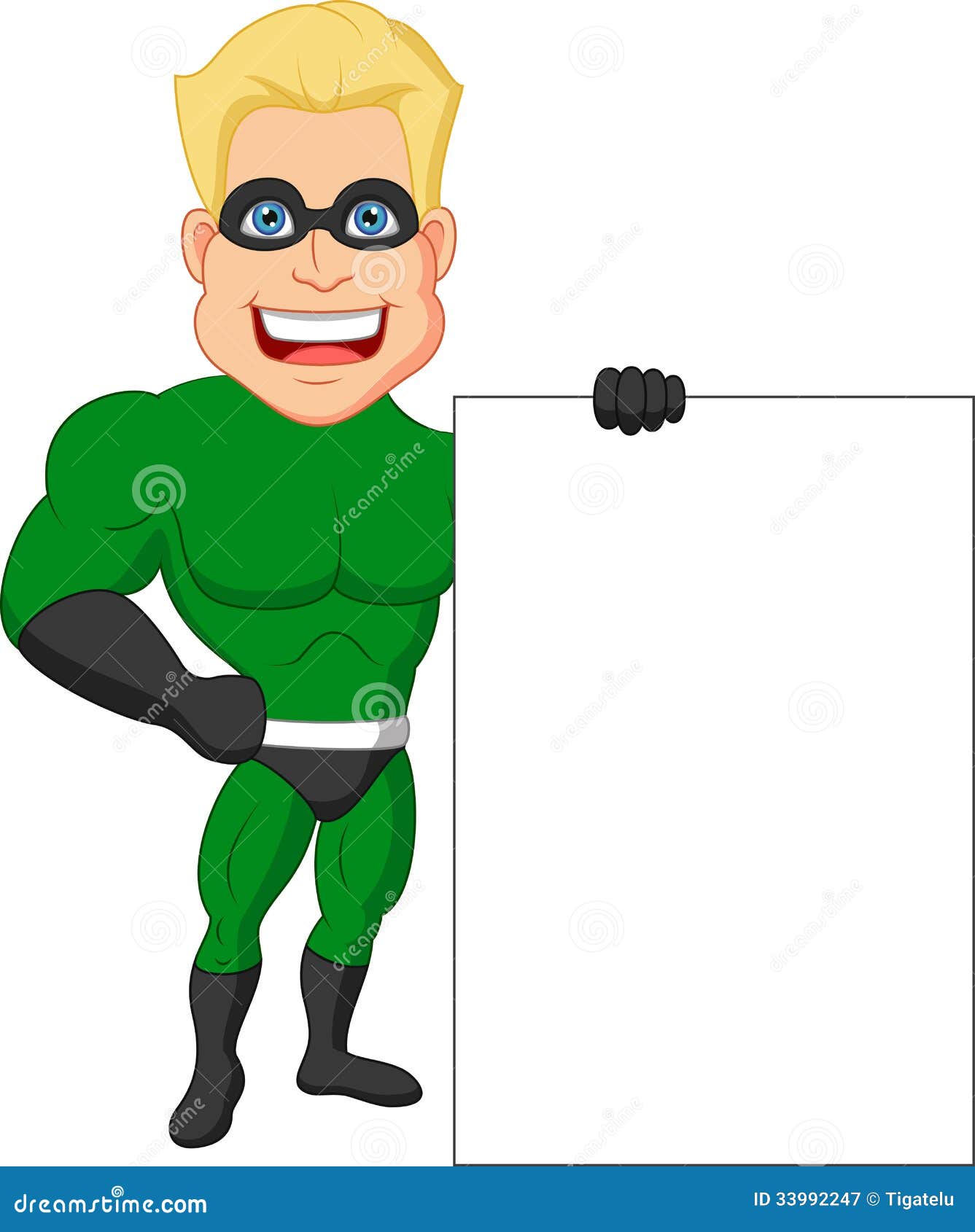 Superhero Cartoon with Blank Sign Stock Vector - Illustration of mascot ...