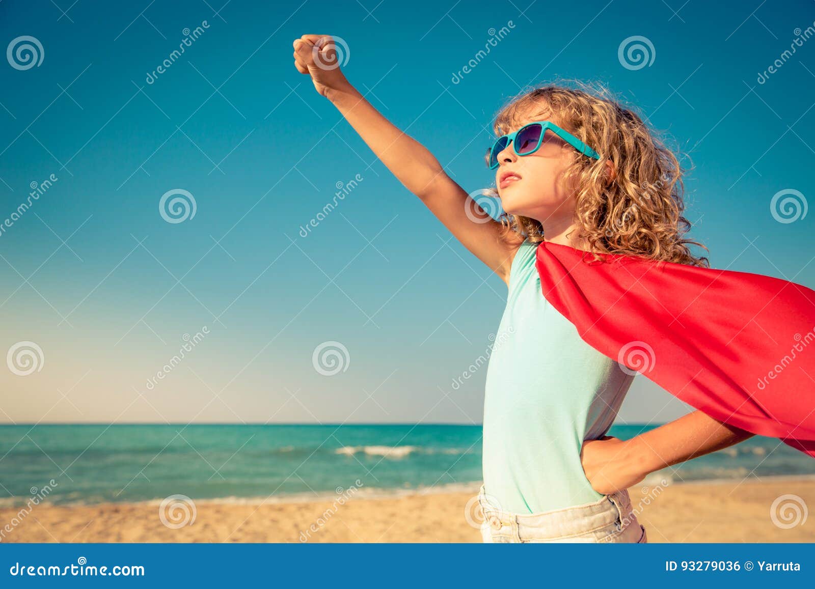 Superhero Child on the Beach. Summer Vacation Concept Stock Photo ... Superhero Child on the Beach. Summer Vacation Concept Stock Photo ...