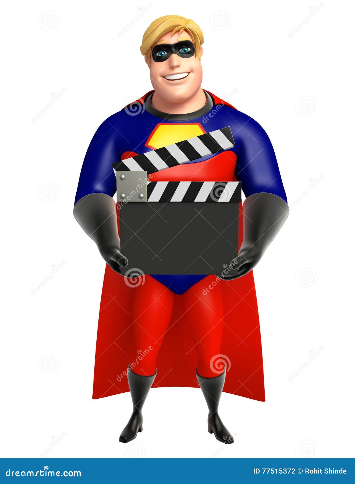 Superhero with Clapper Board Stock Illustration - Illustration of ...