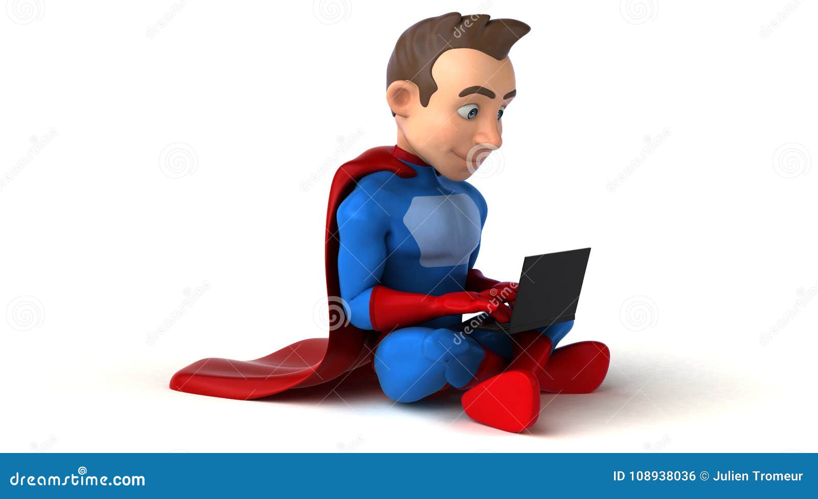 Superhero Coding 3d Illustration Stock Illustration Illustration Of Worker Laptop 108938036