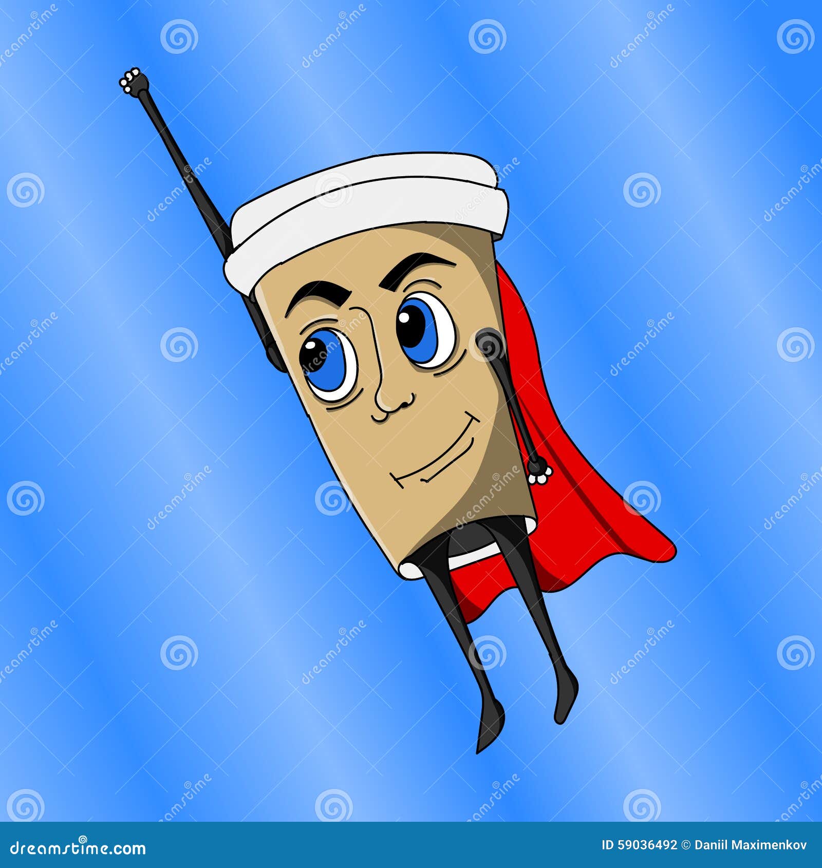 Superhero coffee cup to go stock vector. Illustration of caricature ...