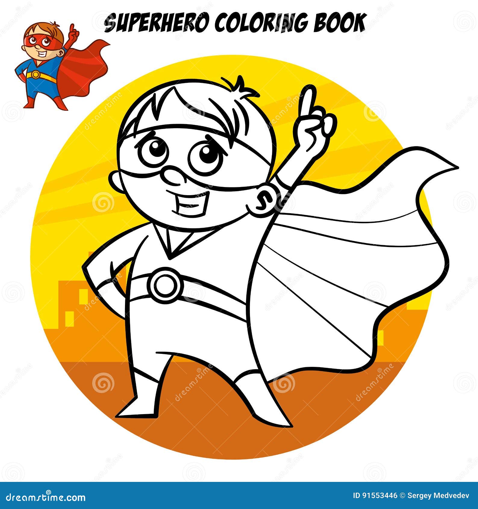 Superhero Coloring Book. Comic Character Isolated On White Background ...