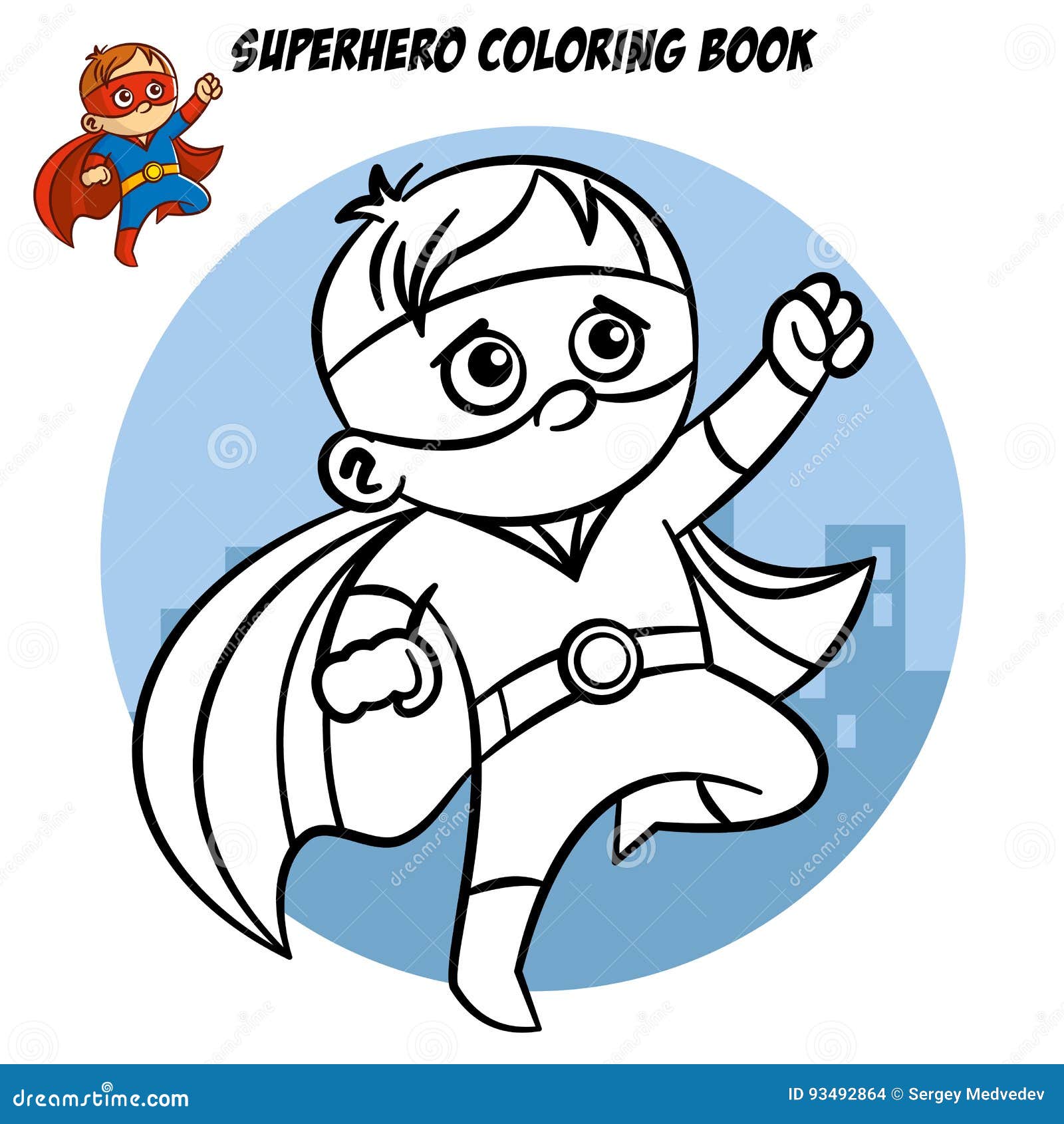 Superhero Coloring Book. Comic Character Isolated On White Background ...