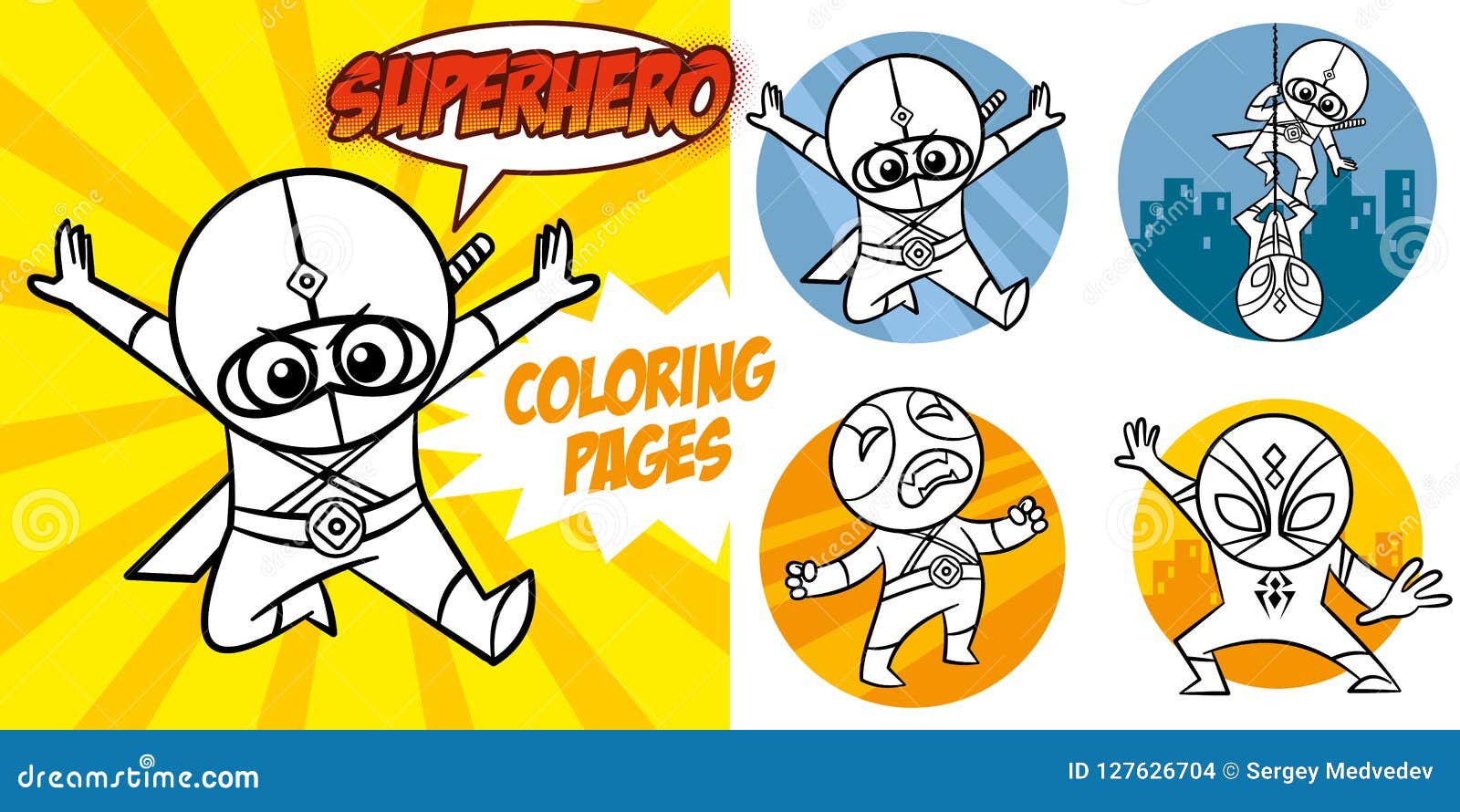 Superhero Coloring Page. Comic Character Isolated On White Background ...