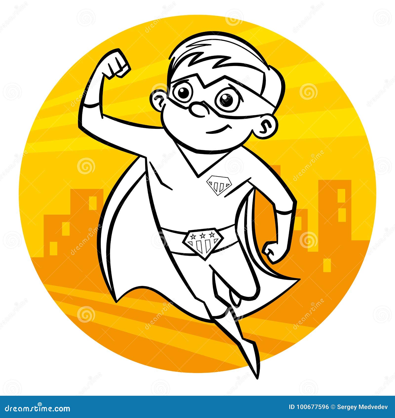 Superhero Coloring Page. Comic Character Isolated On White Background ...