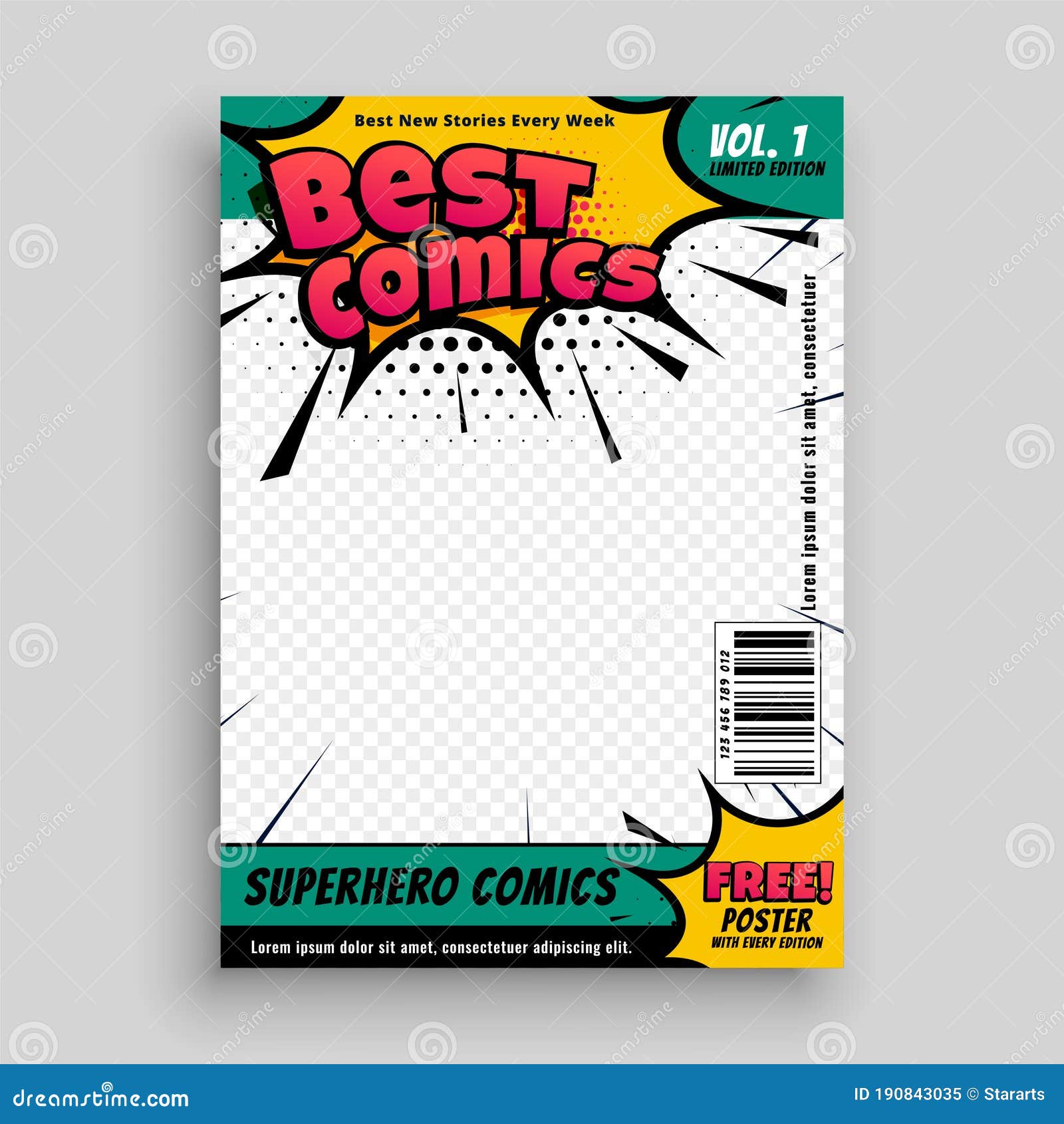 Pop Art Comic Magazine Template Cartoon Vector Fullcolor ...