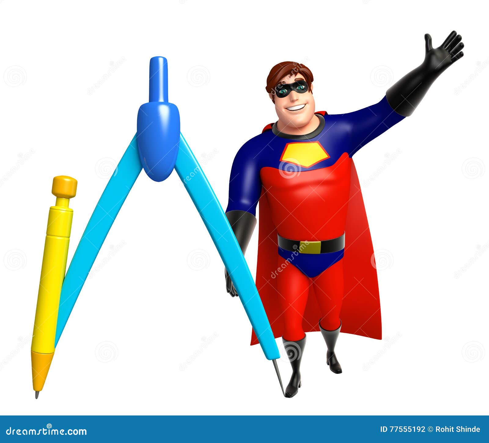 Superhero with Compass stock illustration. Illustration of ideal - 77555192