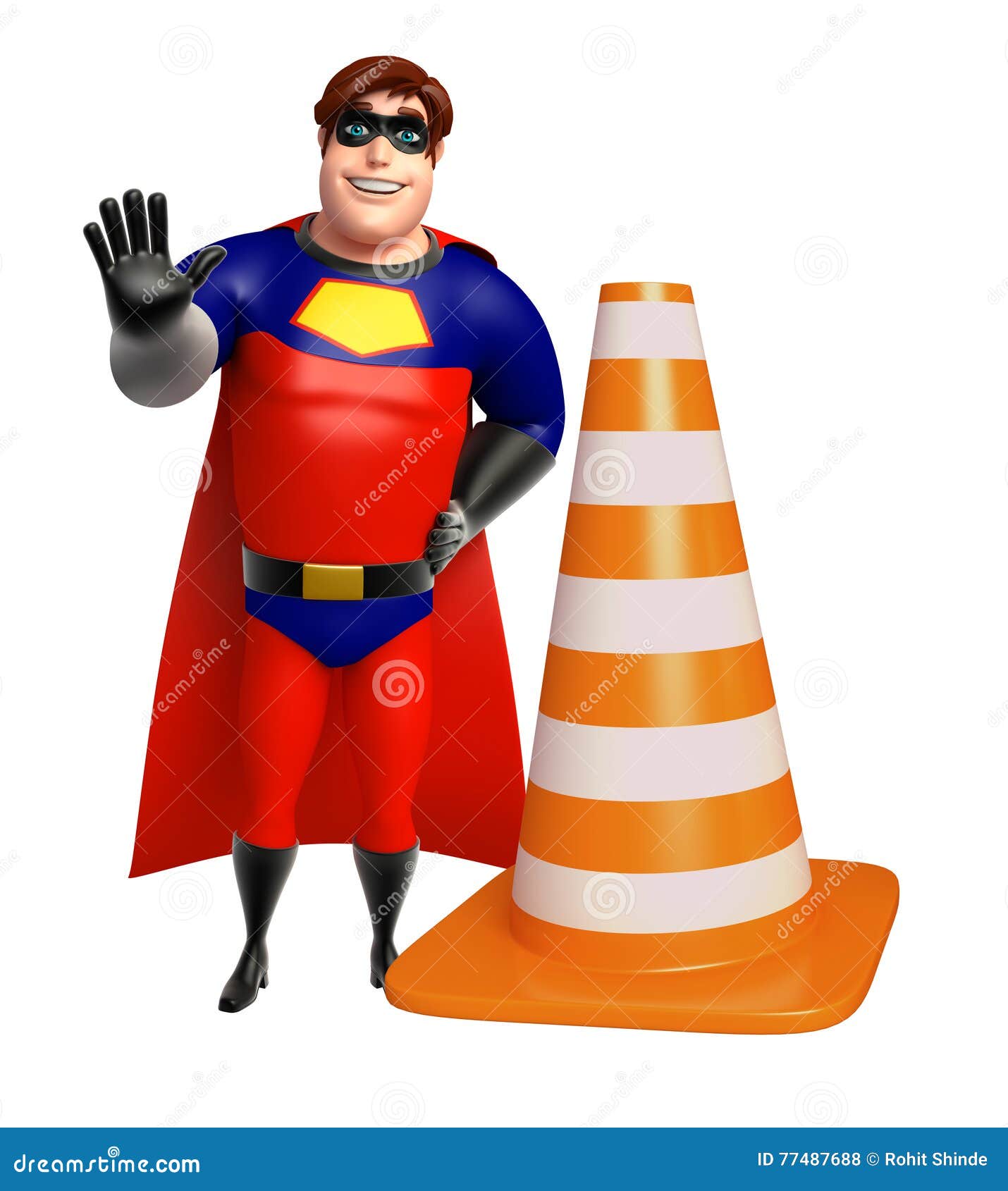 Superhero Construction Worker Flexing His Biceps Vector Cartoon ...