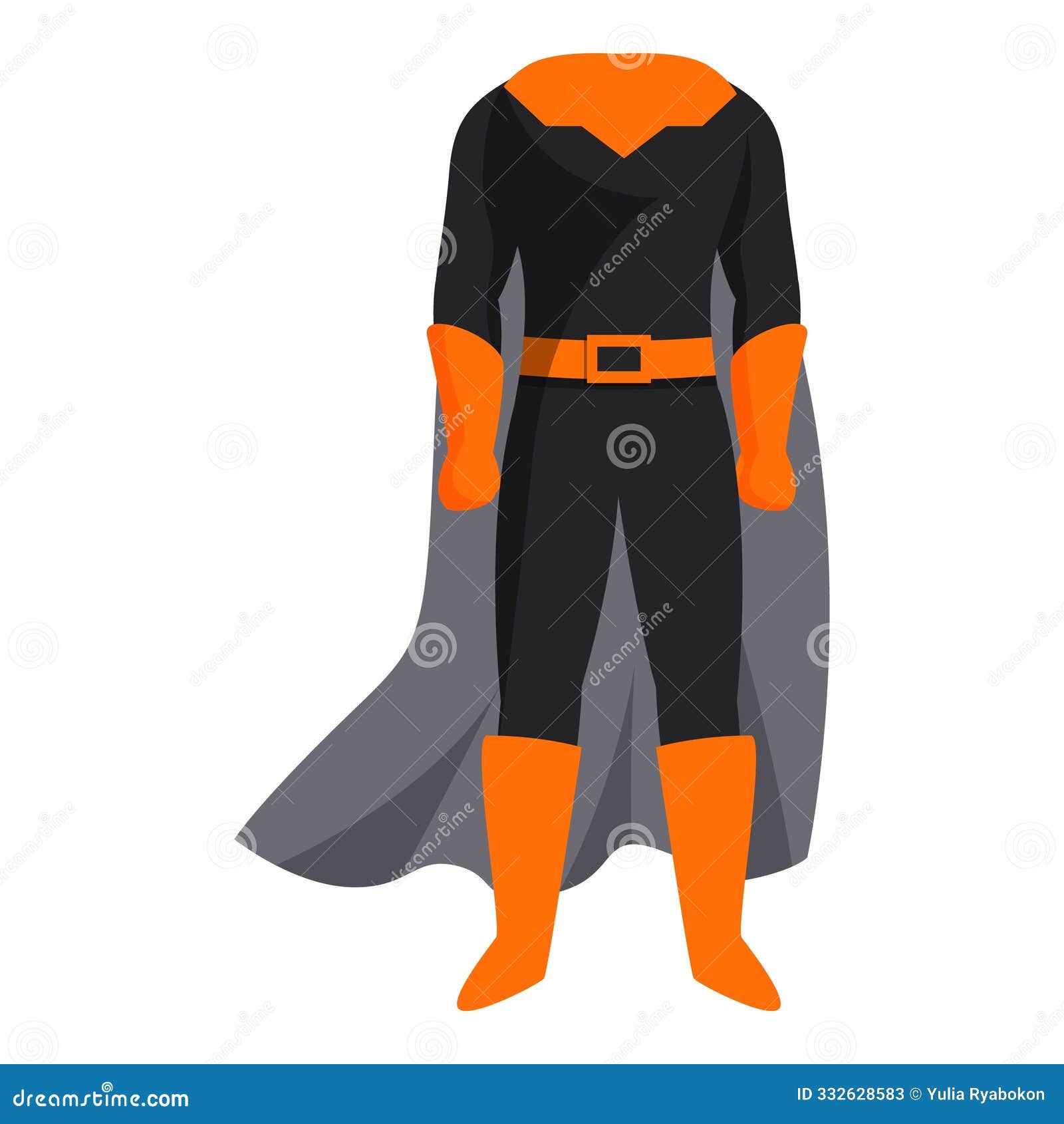 Superhero Costume with a Cape Waving in the Wind Stock Illustration ...