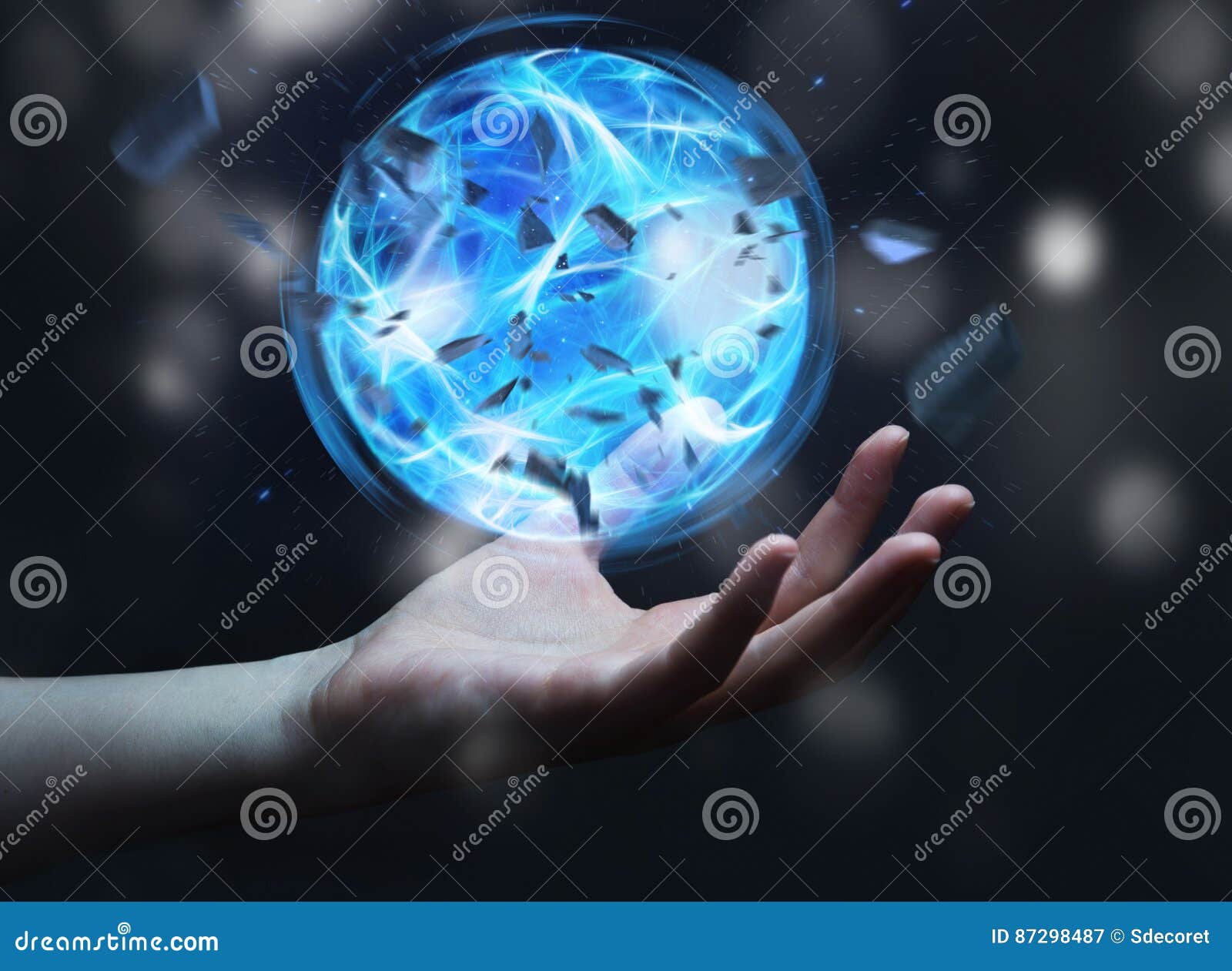 Superhero Creating a Power Ball with His Hand Stock Illustration ...