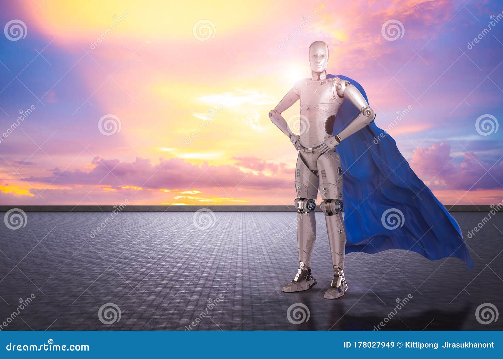 Cyborg With Blue Green Moody 80s Lighting Royalty-Free Cartoon ...