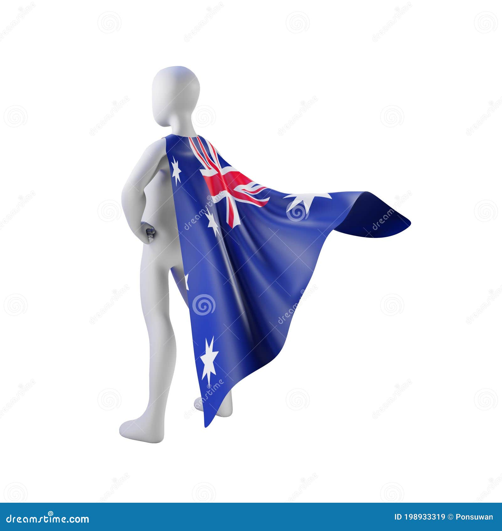 Superhero 3d Render with Australia Nation Cape Stock Illustration ...