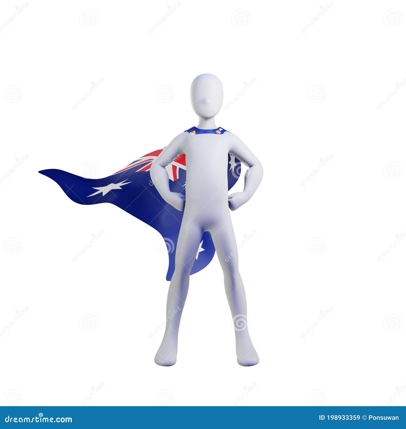 Superhero 3d Render with Australia Nation Cape Stock Illustration ...