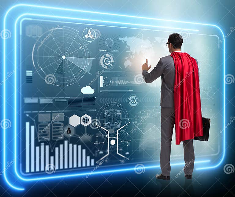 Superhero in Data Management Concept Stock Photo - Image of datamining ...