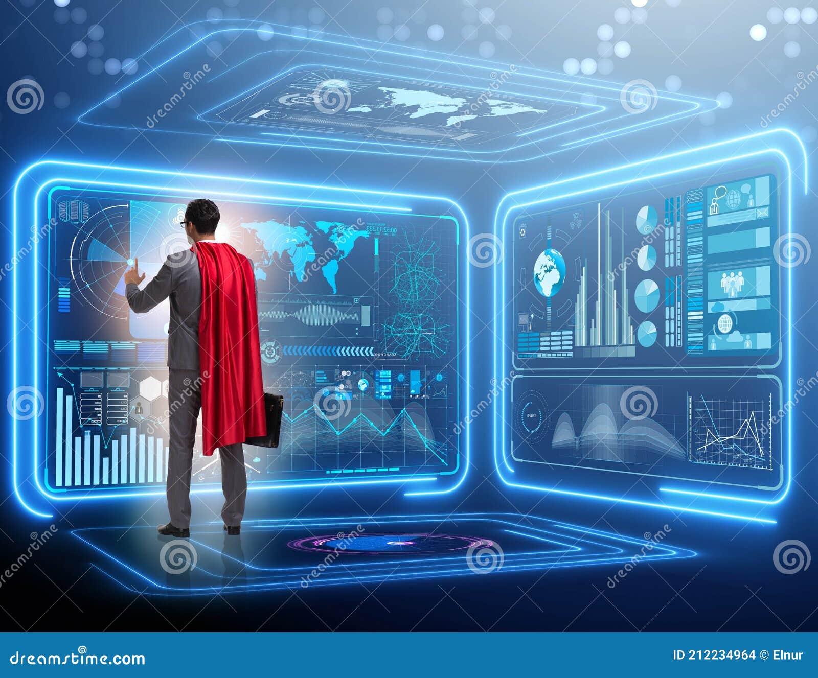 Superhero in Data Management Concept Stock Photo - Image of datamining ...