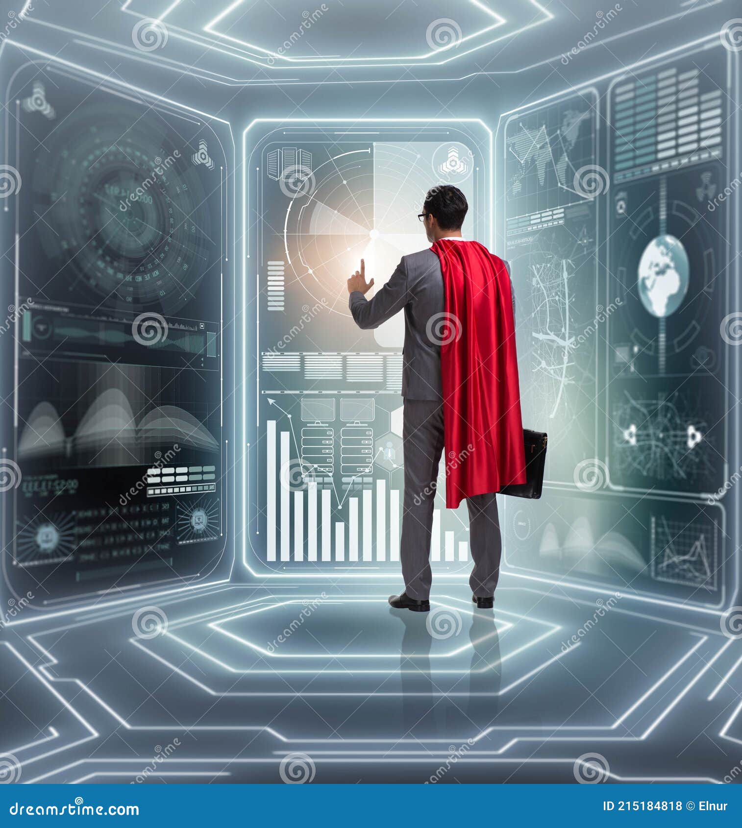 Superhero in Data Management Concept Stock Photo - Image of online ...