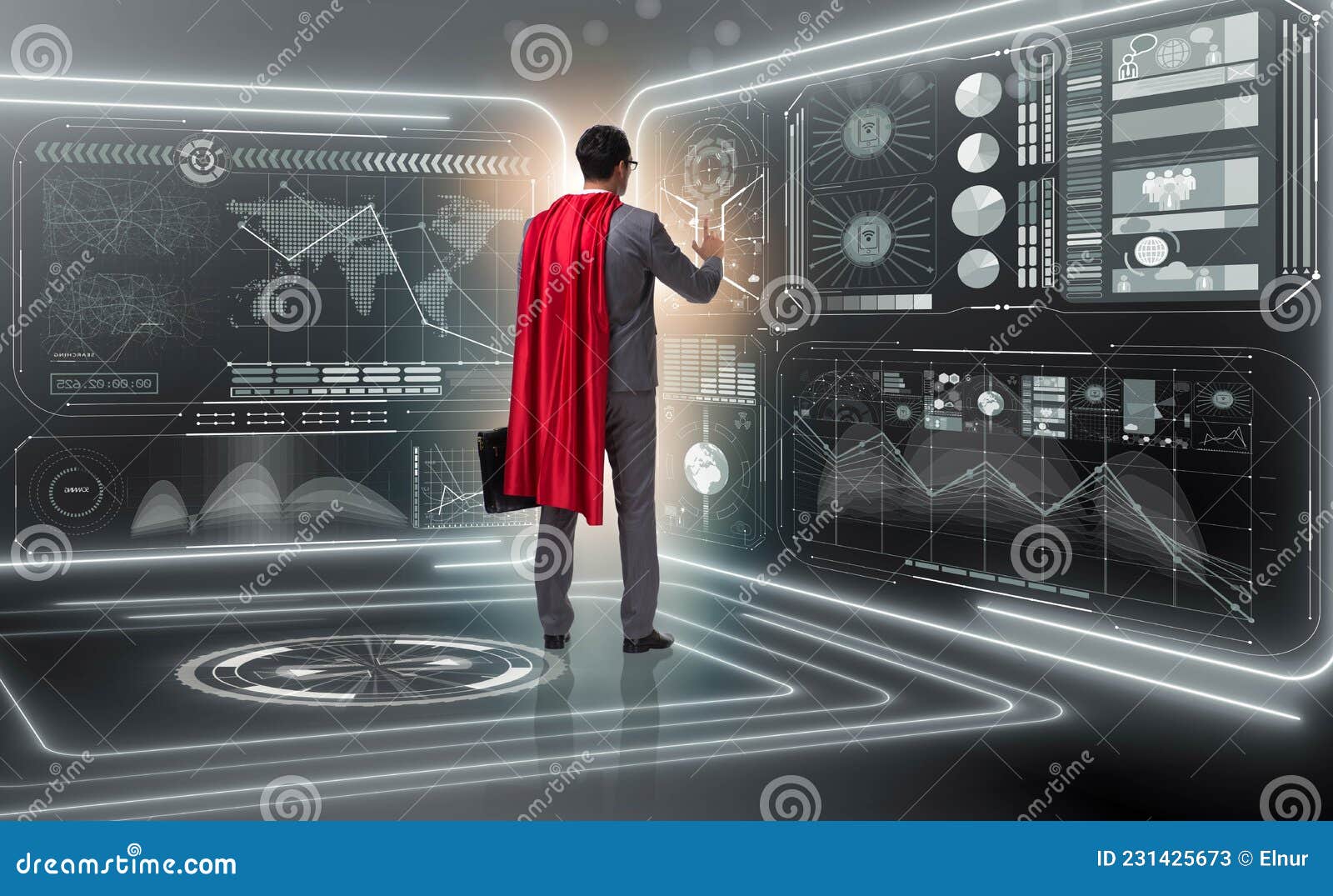 Superhero in Data Management Concept Stock Image - Image of business ...