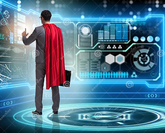 Superhero in Data Management Concept Stock Image - Image of hero ...