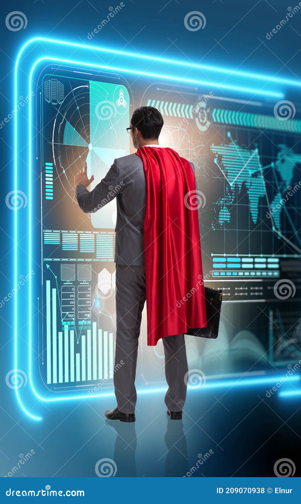 Superhero in Data Management Concept Stock Illustration - Illustration ...